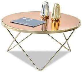 MPT Konferenční stolek Amin XL - hnědé sklo, zlatá podnož