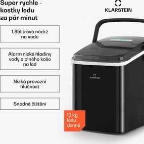 Klarstein Arctic Porter, výrobník ledu, kuželovité kostky ledu, 12 kg/24 h, nerezová ocel