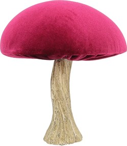 Dekorace Velvet Mushroom 17 cm ruby