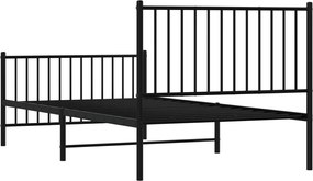 vidaXL Kovový rám postele s hlavovým a nožním čelem 100 x 200 cm [350877] Barva: Černá