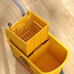 Úklidový vozík 20L Úklidový vozík s lisovací a zametací soupravou, kbelíkem včetně mopu, válečkem