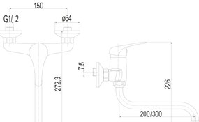 Mereo Mereo, Dřezová nástěnná baterie, Lila, s ramínkem trubkovým pr. 18 mm - 200 mm, chrom, CBEE30101