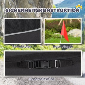 PawHut Skládací přívěs pro psy s odrazkami Okno ze síťoviny Kolečka Dveře Bezpečnostní praporek pro psy do 20 kg 138x70x89 cm Modrá barva