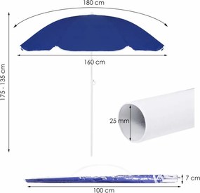 Zahradní slunečník 160 cm, modrý SPRINGOS VIVA BU0022