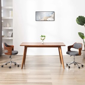 Otočné jídelní židle 2 ks šedé ohýbané dřevo a textil,  3054938