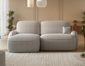 Rohová sedací souprava Tesalia s funkcí spaní a úložným prostorem, šedý velur, levostranná