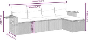 5dílná zahradní sedací souprava s polštáři hnědá polyratan 3263780