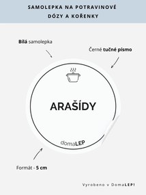ARAŠÍDY – bílá samolepka na dózu, tučné písmo, 5 cm | DomaLEP