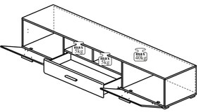 Obývací stěna YORK - bílá, lesk, 280 cm