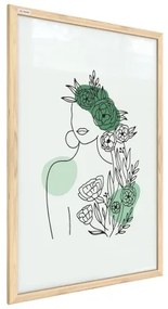Allboards,Magnetický obraz- portrét ženy zelený č.3 60x40cm v přírodním dřevěném rámu, TM64D_00068