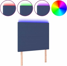 Čelo postele s LED modré 100x5x118/128 cm textil 3122140