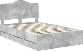 Rám postele s čelo Betonově Šedá 135 x 190 cm Inženýrské dřevo 3413425
