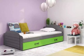 BMS Group Dětská postel Lili 200x90 Grafit/zelená