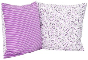 Stanex Povlak na polštářek bavlněný Kvítek-pruh fialový (LS196) ROZMĚR: 90 x 70 cm