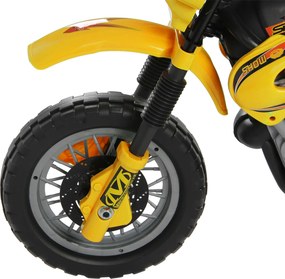 HOMCOM Dětská Elektrická Motorka, Krosová Motorka pro Děti s 6V Baterií, Světly, Hudbou a Přídavnými Koly, Věk 3-6, Nosnost 25KG, Žlutá a Černá