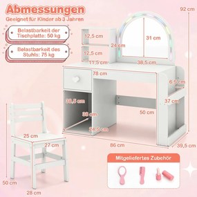 Costway Dětský toaletní stolek s osvětlením Dětský Princess