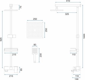 Rea Jack - sprchový set s otočným vanovým výtokem, zlatá, REA-P7008