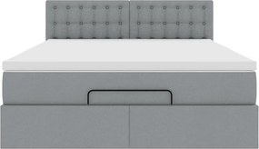 Osmanský rám postele s matrací světle šedá 140x200cm textil 3311629