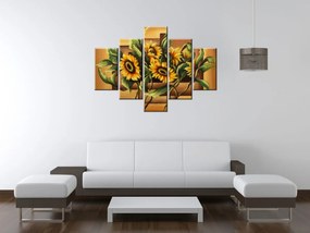 Gario Ručně malovaný obraz Kompozice Slunečnice - 5 dílný Rozměry: 100 x 70 cm