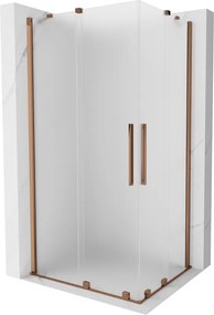 Mexen Velar Duo, sprchový kout s posuvnými dveřmi 100 x 90 cm, 8mm sklo námraza, růžové zlato, 871-100-090-32-60