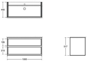 Ideal Standard Connect Air- Skříňka pod umyvadlo 100cm, 2 zásuvky, Lesklý bílý + matný světle šedý lak E0821KN