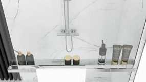Rea Aero, sprchová zástěna WALK-IN 80x195 cm + EVO polička a věšák na ručníky, KPL-K0615