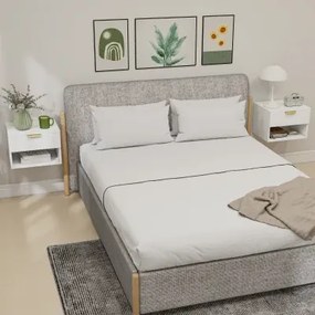HOMCOM sada 2 závěsných nočních stolků se žebrovanou zásuvkou a otevřeným prostorem, 40x34x29 cm, bílá