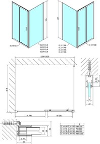 Polysan EASY BLACK sprchové dveře 160 x 190 cm čiré sklo EL1815B