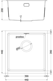 Mexen Trixo, 1-komorový nerezový dřez 440 x 440 mm, broušená zlatá, vzor voština, 6413441000-55HC