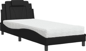 Postel Viana s matrací černá 90 x 190 cm umělá kůže 3208761