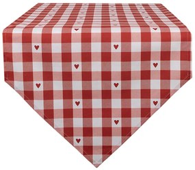 Červeno-bílý bavlněný ubrus / běhoun na stůl se srdíčky Love It – 50x160 cm