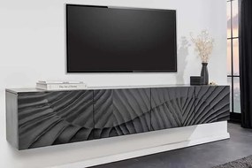 Luxusní závěsná skříňka pod TV z masivu Scorpion Mango černá 200cm