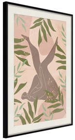 Plakát Odpočinek s přírodou - žena v rostlinné kompozici na světlém pozadí