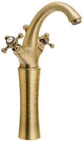 Reitano Rubinetteria, ANTEA stojánková umyvadlová baterie vysoká s výpustí, výška 300mm, bronz, 3276L