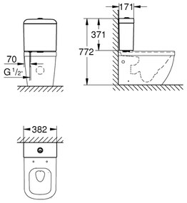 GROHE 39332000 - Splachovací nádrž EURO CERAMIC 385 × 170 × 370 mm keramika/bílá