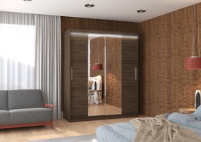 ADRK Furniture Posuvná skříň se zrcadlem a LED osvětlením DALLAS 180 ADRK-SW-DAL-CH-180