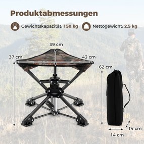 Costway Skládací stolička skládací 360° otočná kempingová stolička skládací