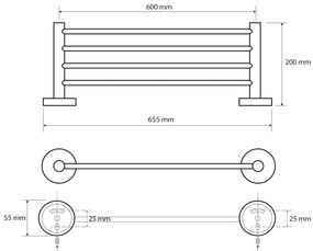 Sapho, X-ROUND E polička na ručníky 650mm, chrom, XR412