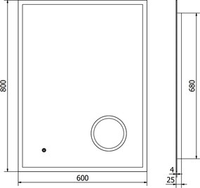 Mexen Kala, LED koupelnové zrcadlo s podsvícením a kosmetickým zrcadlem 60 x 80 cm, 6000K, ochrana proti zamlžování, 9820-060-080-611-00