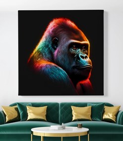 Obraz na plátně - barevná gorila FeelHappy.cz Velikost obrazu: 100 x 100 cm