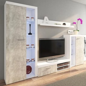 Obývací stěna RUMBA | 270 cm | bílá/beton