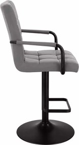 LuxuryForm DESIGN Barová židle VERONA BLACK na černé kulaté podstavě - šedá