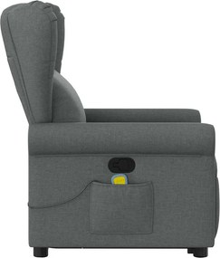 Zvedací masážní polohovací křeslo tmavě šedé textil 3303385