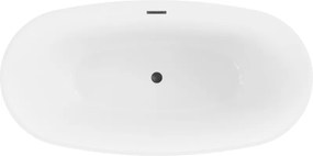 Mexen Eris, volně stojící vana 180 x 80 cm, bílá-černá, černý matný přepad, 53441808075-70