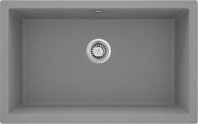 Deante Corda, granitový dřez pod desku 800x500x204 mm, 3,5" + prostorově úsporný sifon, 1-komorový, šedá, ZQA_S10D