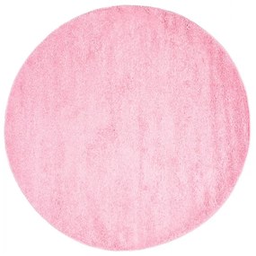 Kusový koberec shaggy kruh Parba růžový 200x200cm
