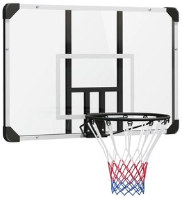 Nástěnný basketbalový koš SPORTNOW s basketbalovou deskou a sítí 113 x 61 x 73 cm z oceli pro venkovní aktivity v bílé barvě | Aosom.de