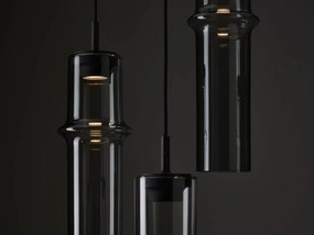 Brokis Designové závěsné svítidlo Bamboo forest up L, PC1330 Stmívání, řízení: nestmívatelná verze, Barva skla: Opalín, Povrchová úprava baldachýnu: Trimless – kabelová verze – černá struktura