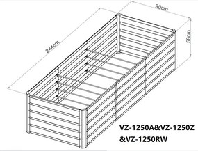 Vyvýšený zahradní záhon BestBerg VZ-1250RW / 1250 l / 240 x 90 x 58 cm / dekor dřeva