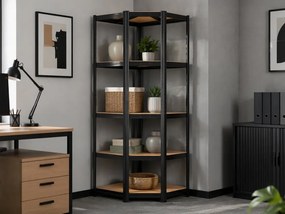 Akce 20x Regál 180x90x40 cm rohový lakovaný 5-policový, nosnost 875 kg - černý